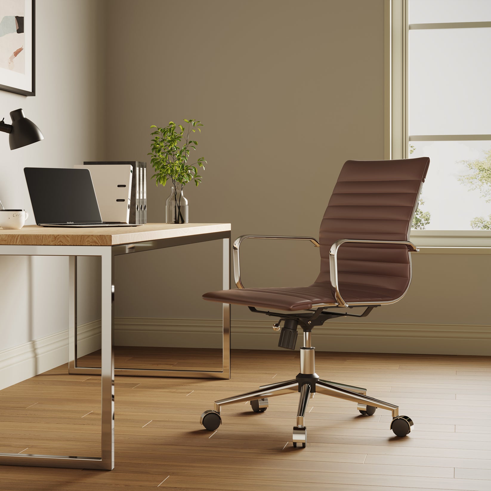 Wide Seat Computer Desk Chair with Lumbar Support 320lbs for Home Offi