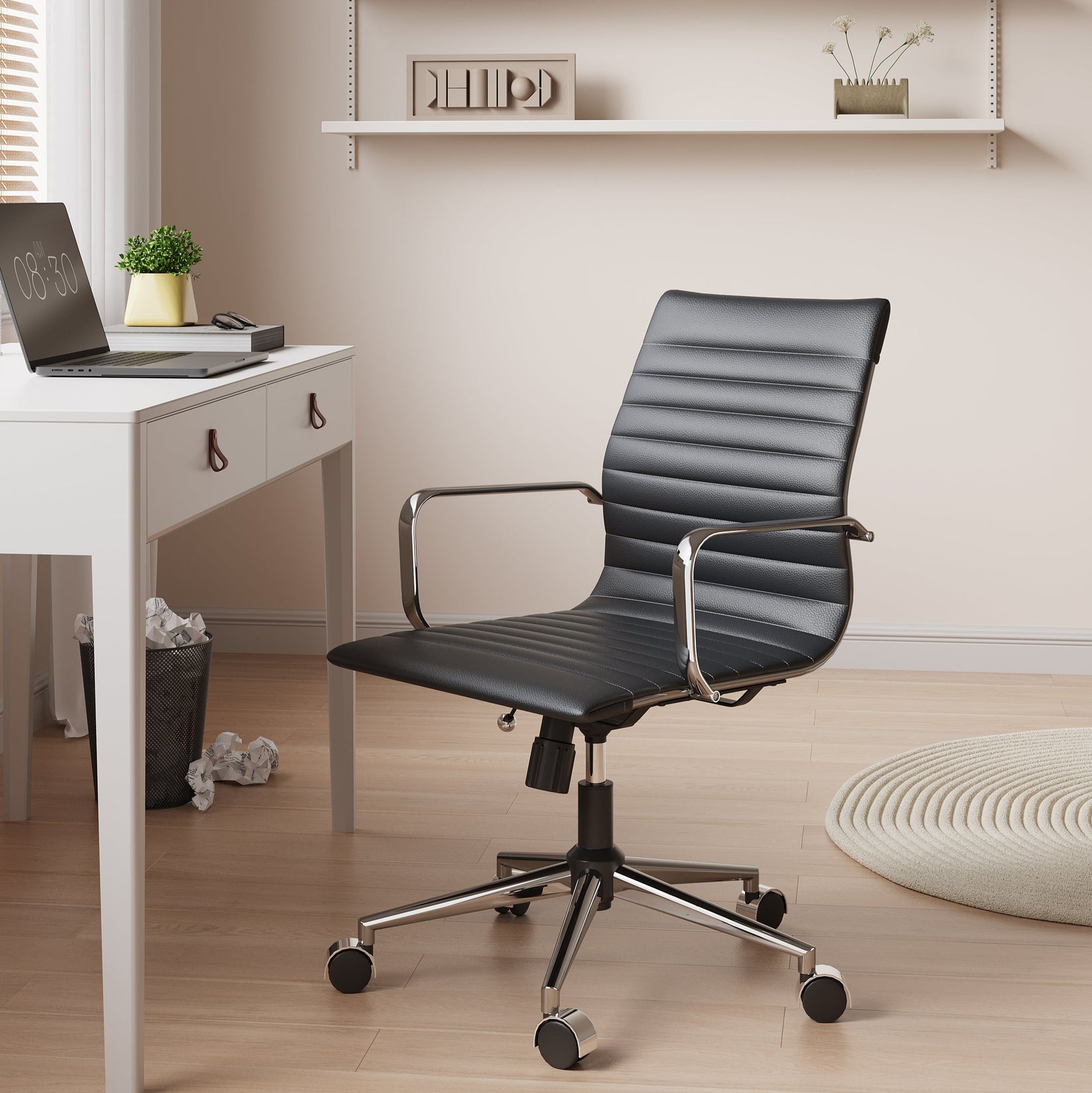 Wide Seat Computer Desk Chair with Lumbar Support 320lbs for Home Offi