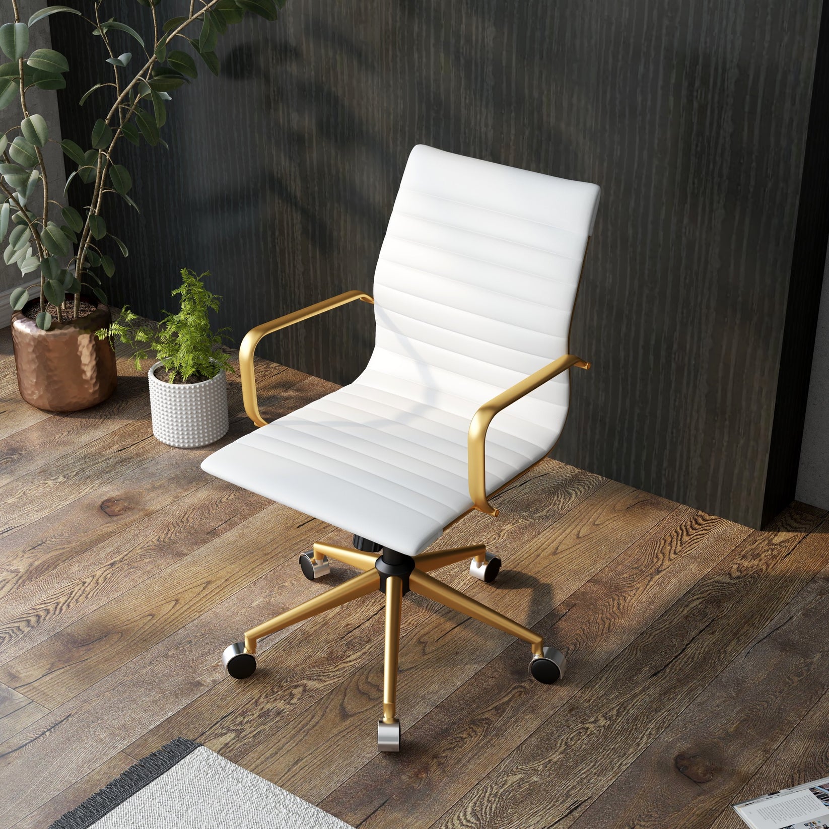 Wide Seat Computer Desk Chair with Lumbar Support 320lbs for Home Offi