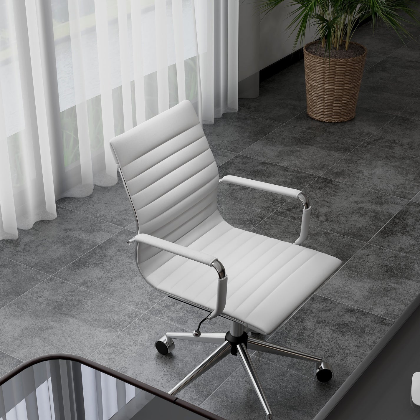 Wide Seat Computer Desk Chair with Lumbar Support 320lbs for Home Offi