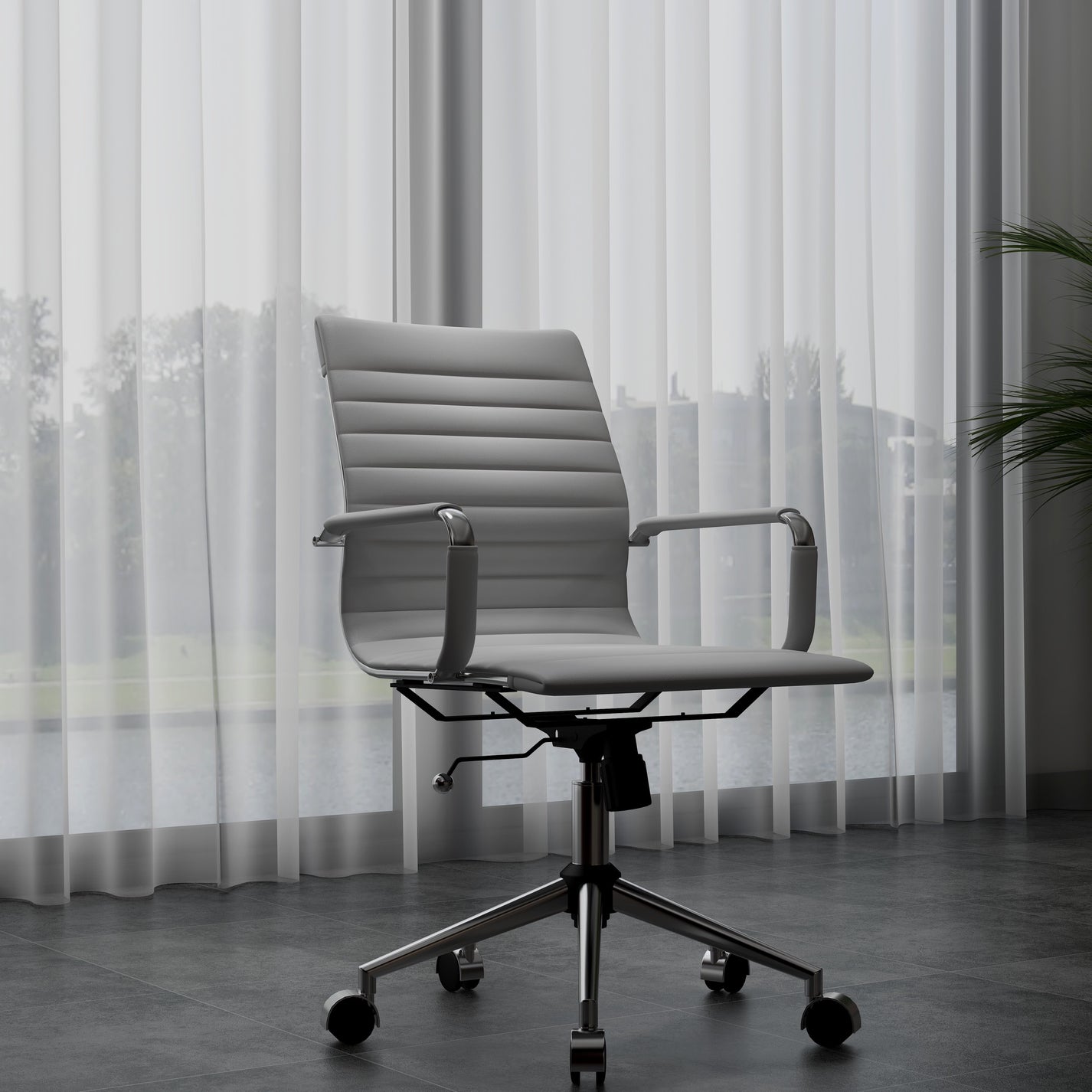 Wide Seat Computer Desk Chair with Lumbar Support 320lbs for Home Offi