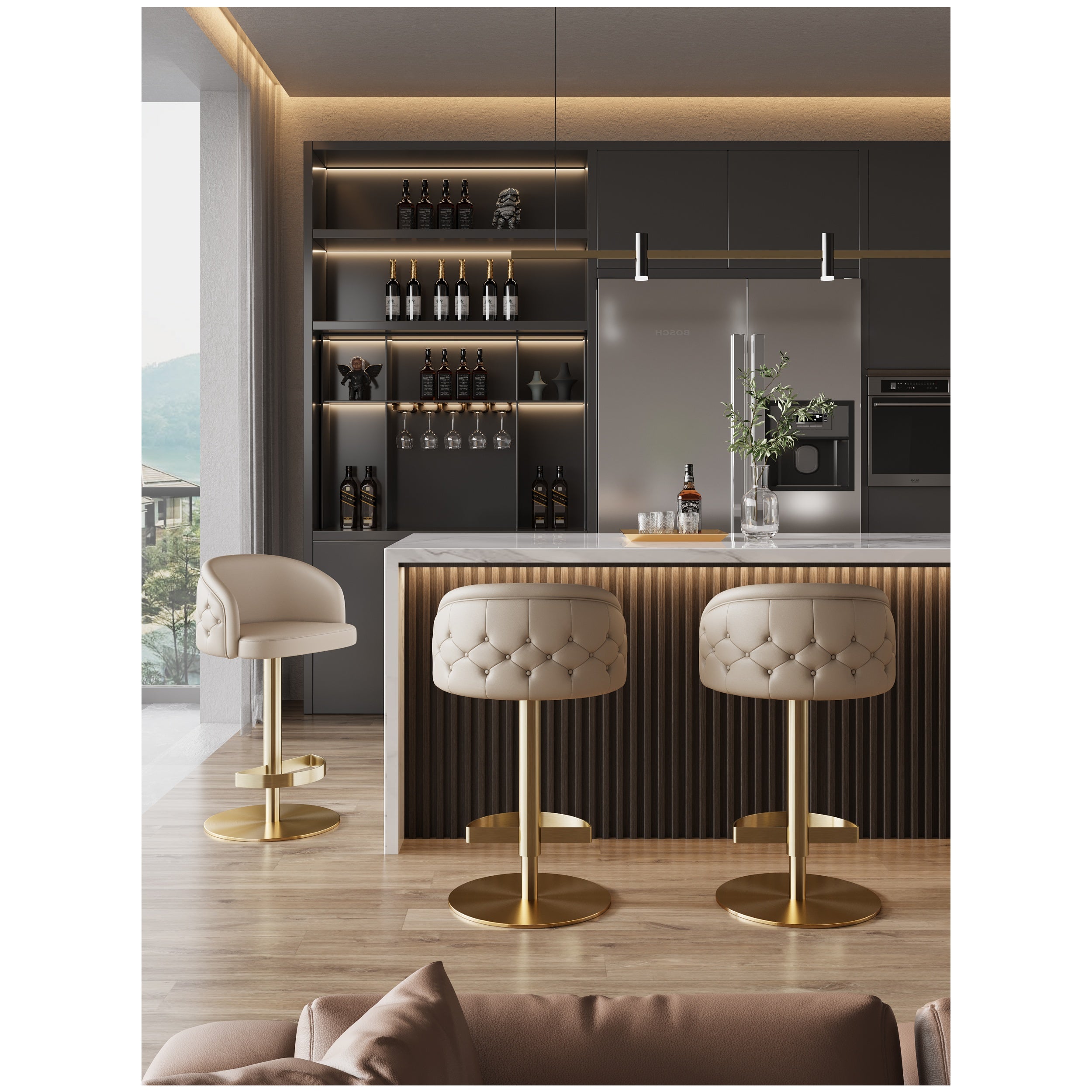 Short Back Swivel Metal Modern Luxury Cafe Bar Chairs