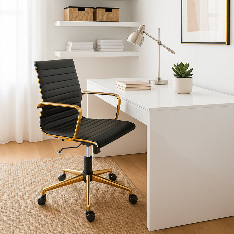 Wide Seat Computer Desk Chair with Lumbar Support 320lbs for Home Offi